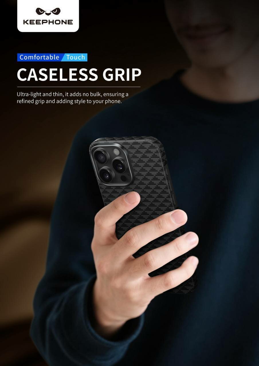 Кевларовый чехол Kevlar Paris c Magsafe для iPhone 16 pro max | цвет черный