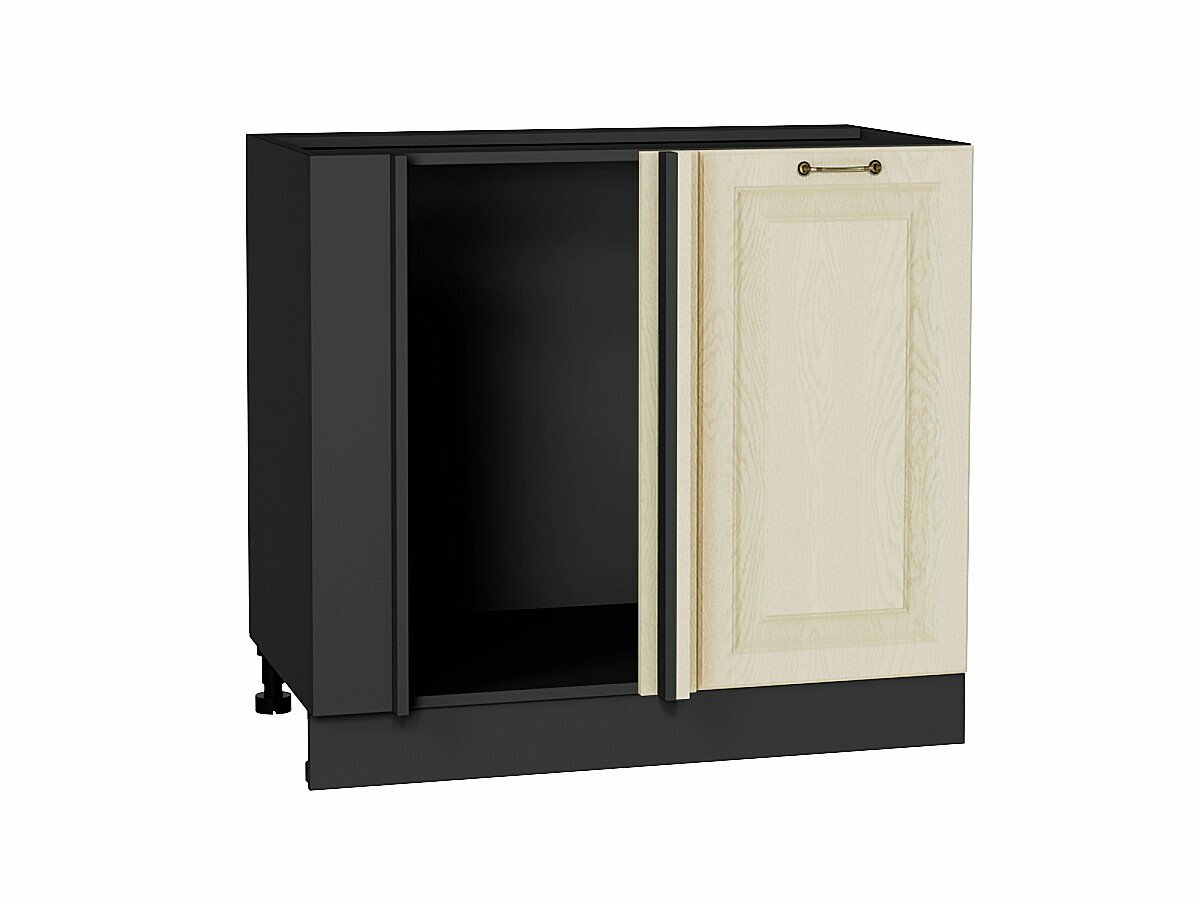 Шкаф нижний угловой Ницца, цвет фасада Дуб крем, цвет каркаса Graphite, 816*890*478 мм