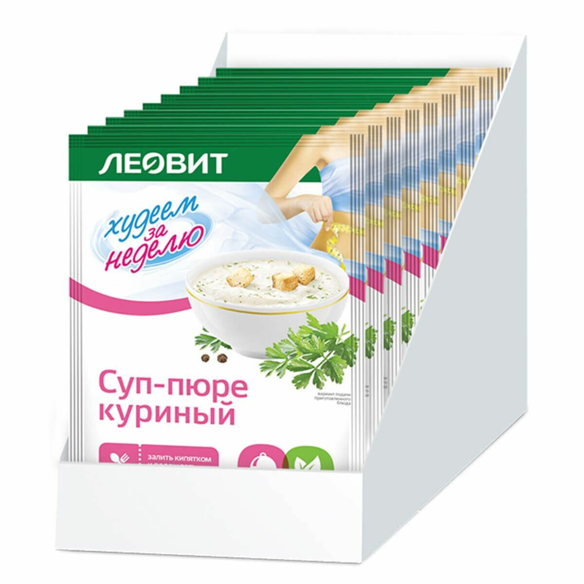 Леовит Худеем за неделю Суп-пюре куриный, 20 гр, 10 шт. в уп.