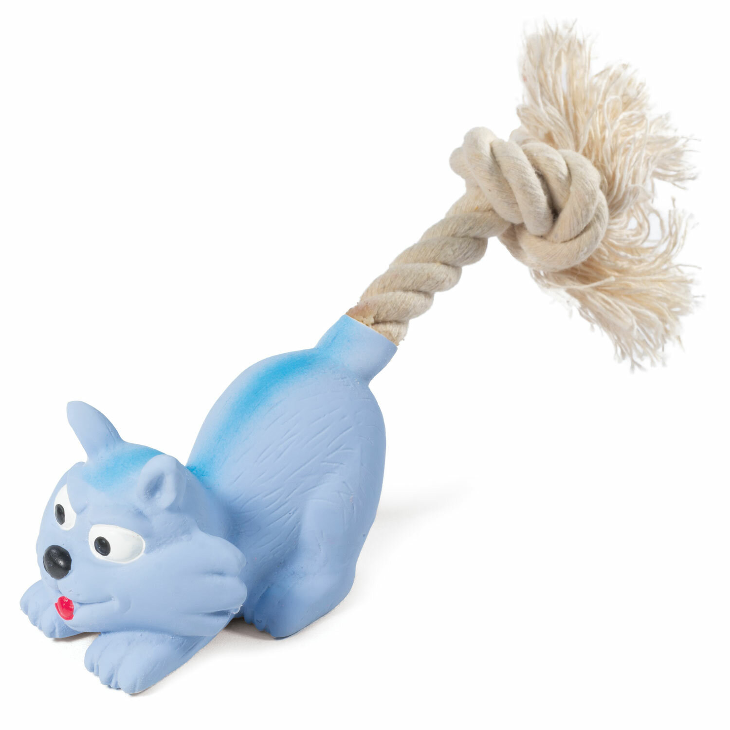 Игрушка для собак мелких пород из латекса Triol "Котенок с веревкой", 7х16см, серия Mini Dogs