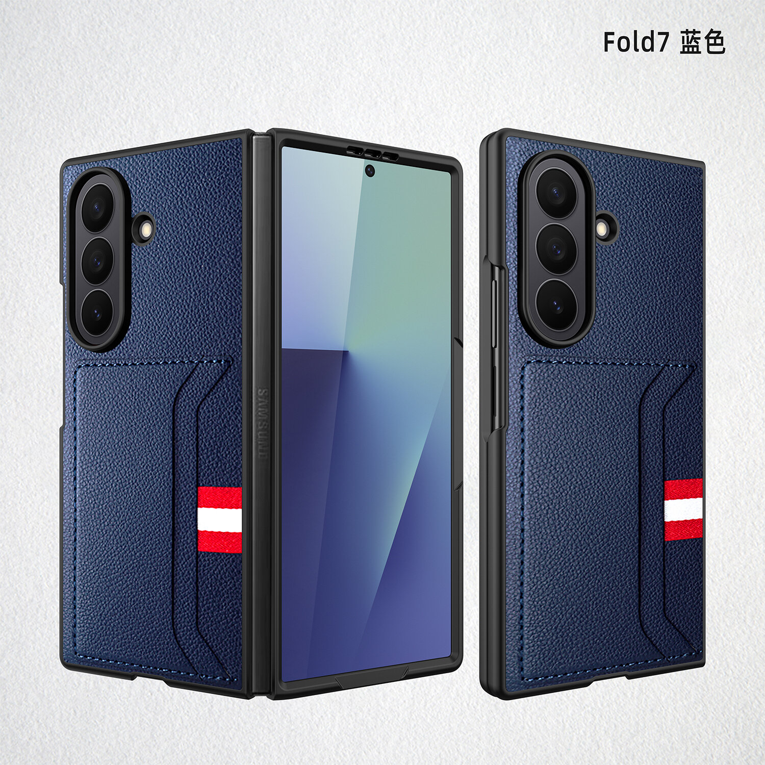 Подходит для Samsung Galaxy Z Fold 7 / Самсунг Z Fold7 Чехол для смартфона, подставка, soft touch, накладка, поликарбонат (PC), защита камеры, ударопрочный, тонкий, усиленные углы, Samsung, blue