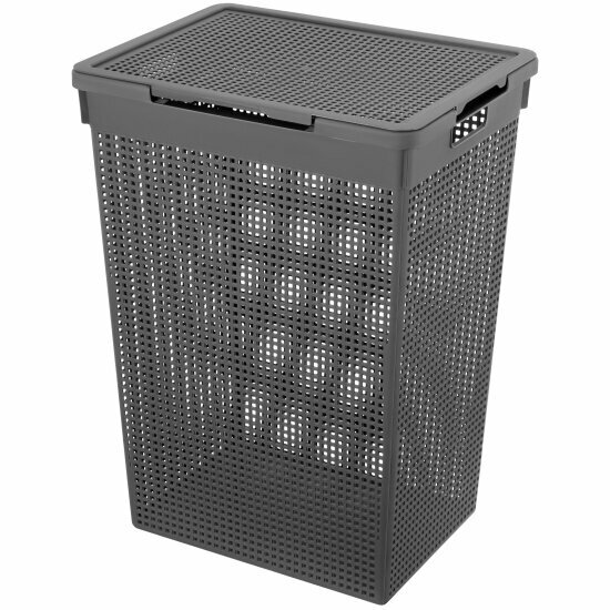Корзина для белья EL Casa "Лофт" 60 л, 43х33х59,5 см, с крышкой, серый (812151)