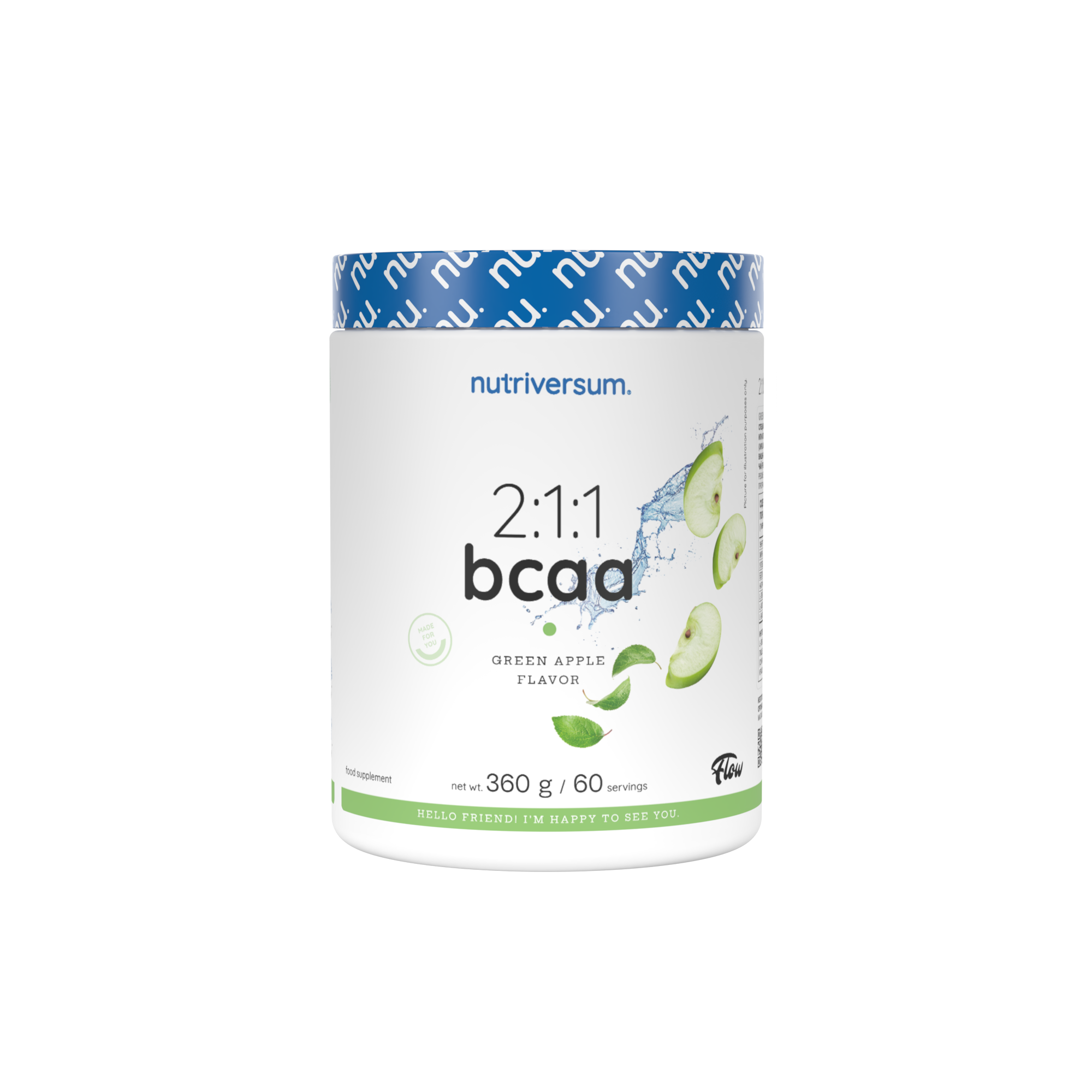 Аминокислоты Нутриверсум БЦАА 2:1:1 (Nutriversum BCAA 2:1:1) со вкусом зелёного яблока, 360 грамм