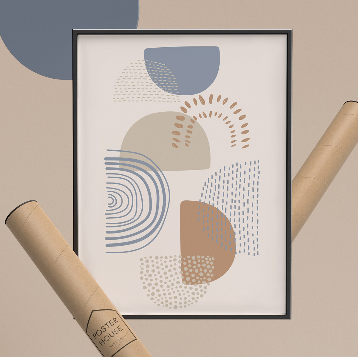 Постер Абстракция минимализм 30х40 см без рамы/ Абстрактный, минималистичный плакат/ Акварель, фигуры/ Эстетичный бежевый плакат, постер для интерьера, декор стен