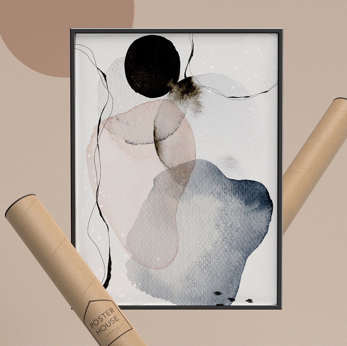 Постер Абстракция минимализм 30х40 см без рамы/ Абстрактный, минималистичный плакат/ Акварель, фигуры/ Эстетичный белый плакат, постер для интерьера, декор стен