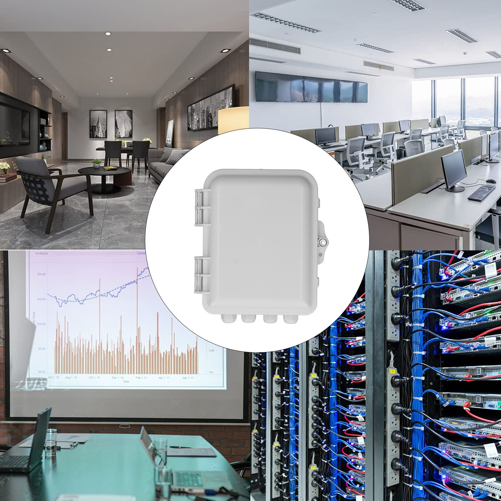 Волоконно-распределительная коробка Водонепроницаемая 12-ядерная настенная распределительная коробка для оконцевания оптического волокна