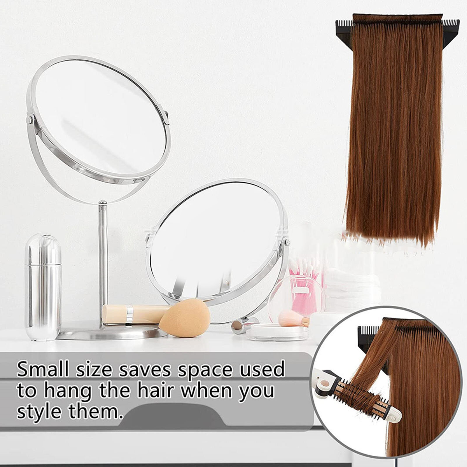 Держатель для наращивания волос с присоской Акриловый парик Подставка для хранения парика Настенное крепление Акриловая стойка для укладки Черный