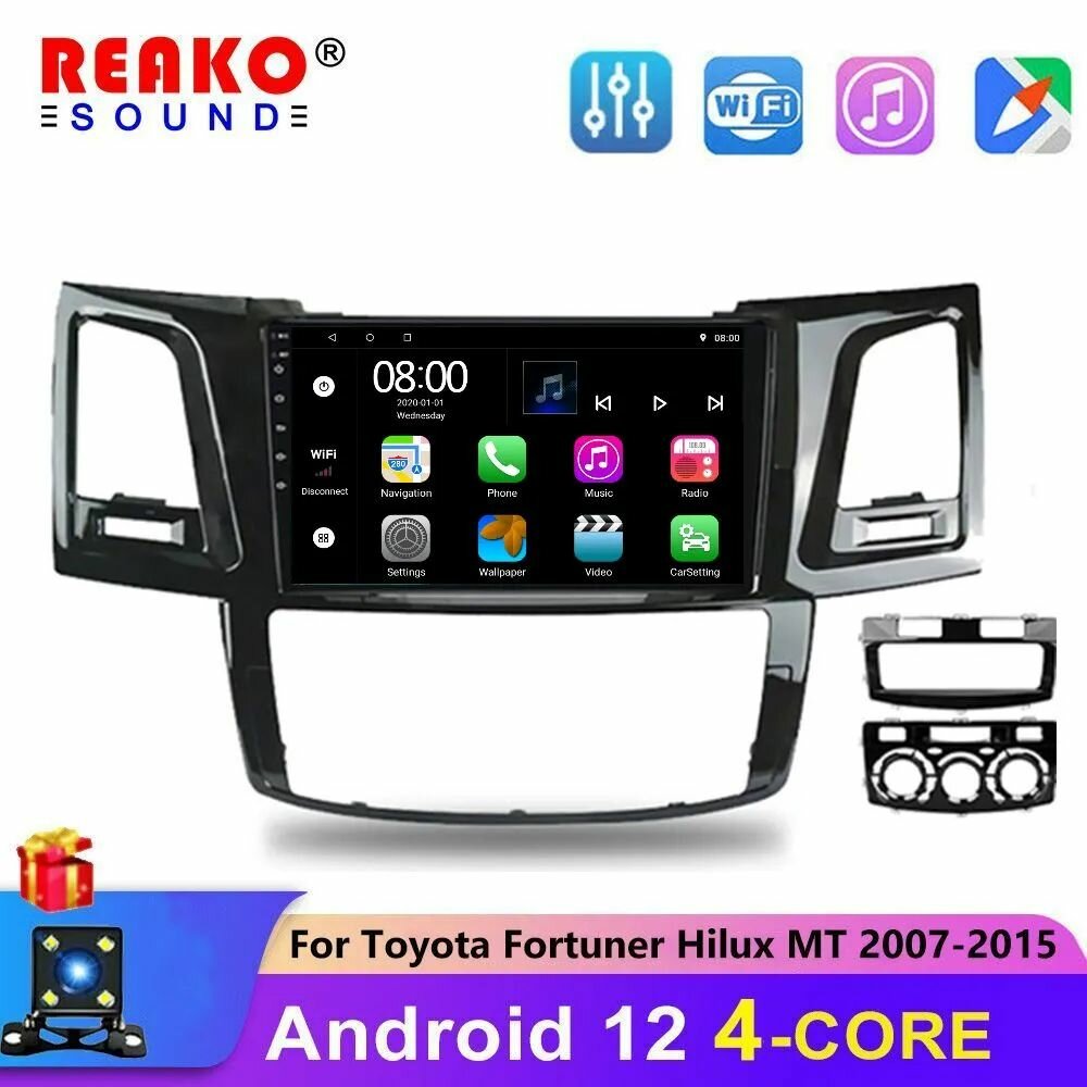 Магнитола для Тойота Хайлюкс/ Toyota Hilux 4, Fortuner 1 2011-2015 IPS экран 9 дюймов Wifi андроид штатная автомагнитола