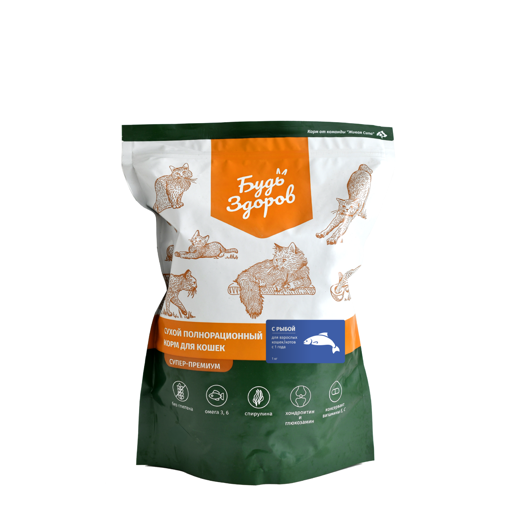 Будь здоров Сухой корм для взрослых кошек с Лососем