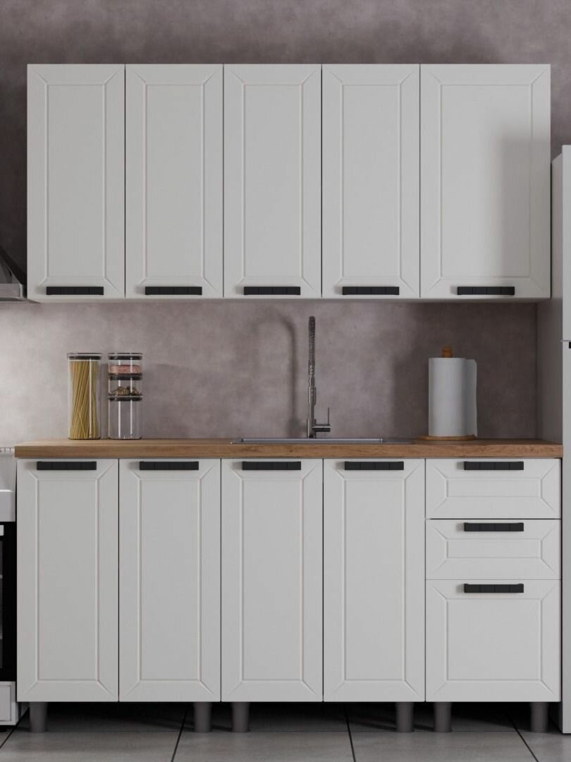 ARNIKA Кухонный гарнитур без столешницы, без ручек 1.6м Молочный мдф