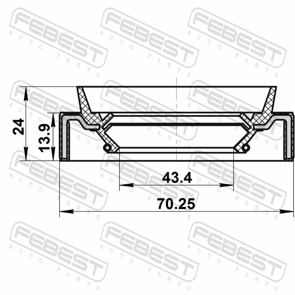 Сальник Коробки Скоростей 43.4X70.25X13.9X24(Febest 95Jas-45701424R)