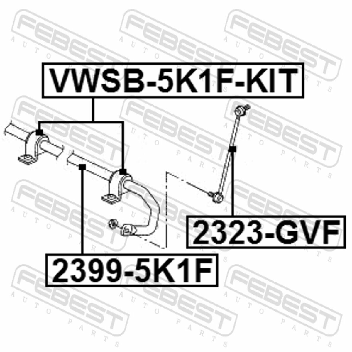 Втулка Переднего Стабилизатора Комплект D23.6(Febest Vwsb-5K1F-Kit)