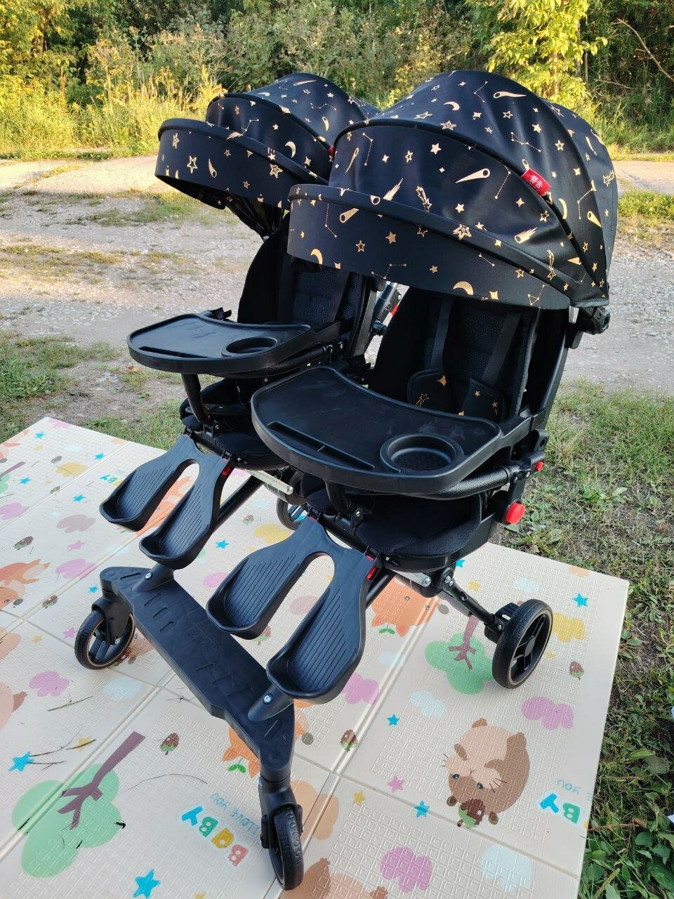 Портативная легкая и складная детская коляска для двойни Twin с вращающимся сиденьем