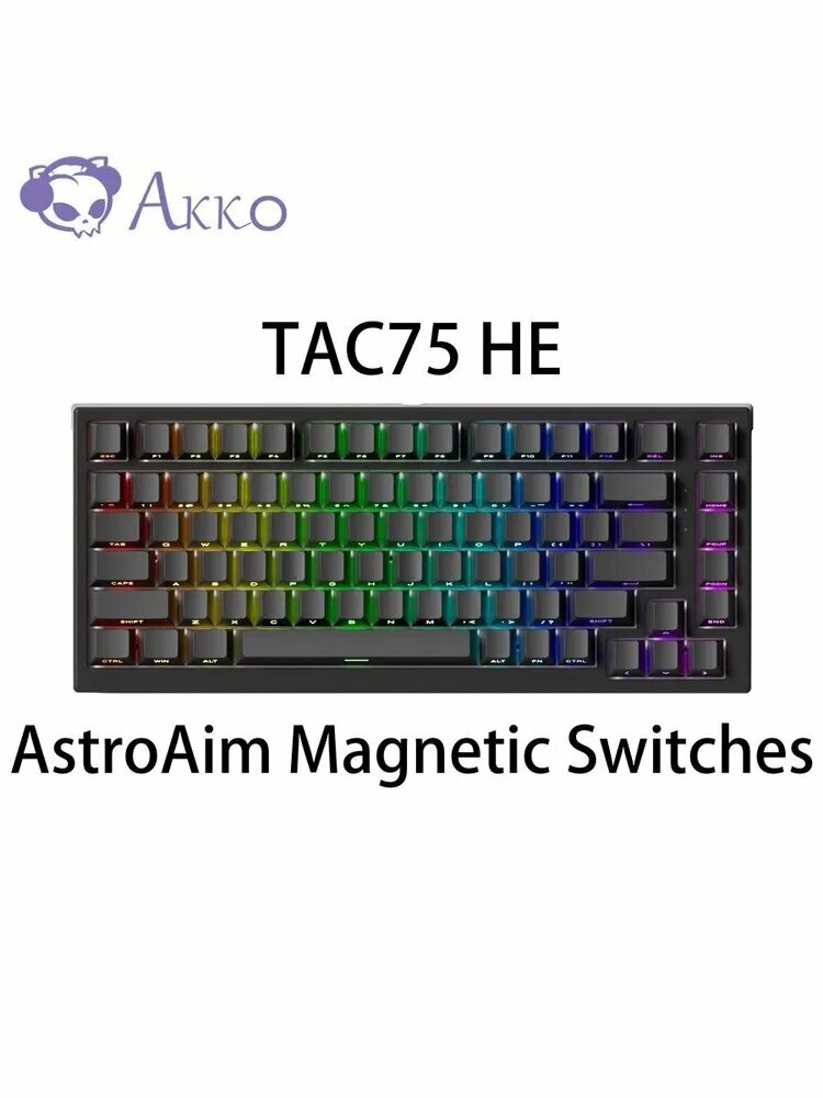 AKKO Игровая клавиатура проводная Магнитная клавиатура AKKO TAC75 HE, AstroAim Magnetic Switches, (Magnetic Switch), Английская раскладка, черный матовый