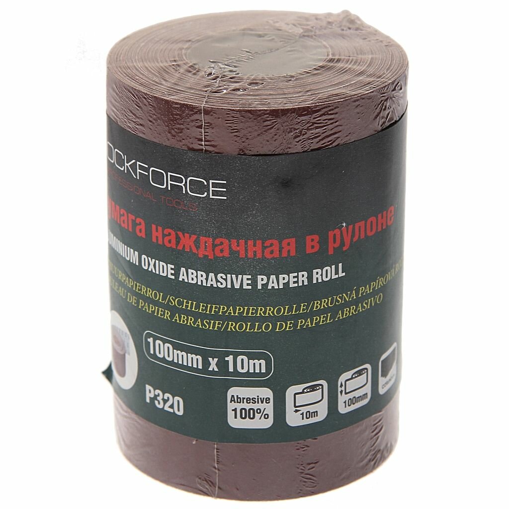 Бумага наждачная, наждачка P-320 100мм х 10м рулон, арт RFSR4320A ROCKFORCE