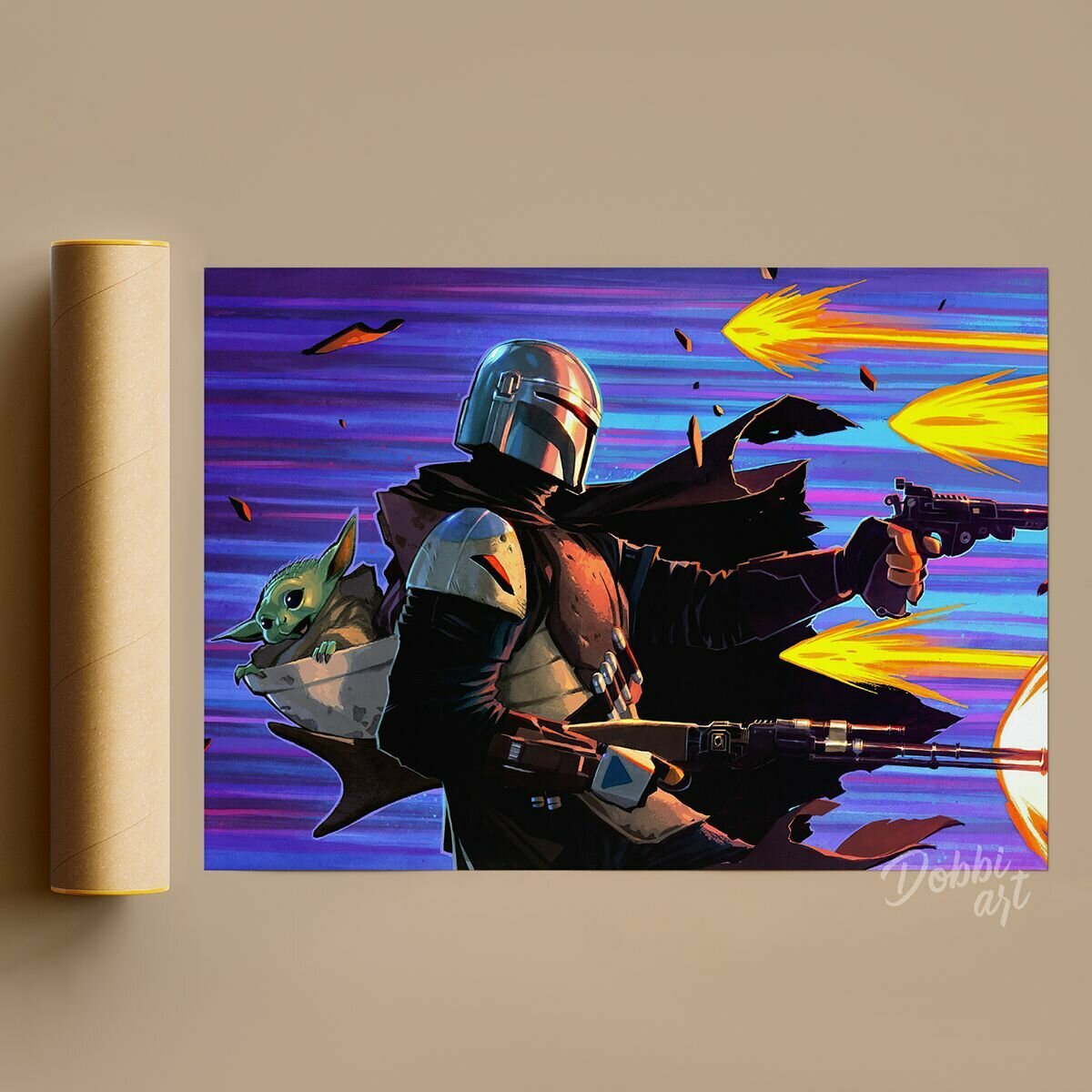 Постер Мандалорец 50х70 см без рамы/ Малыш Йода, Грогу/ Сериал Мандалорец, "Star Wars" Звездные Воины/ Постер для дома, интерьера, декор на стену/ Плакат интерьерный