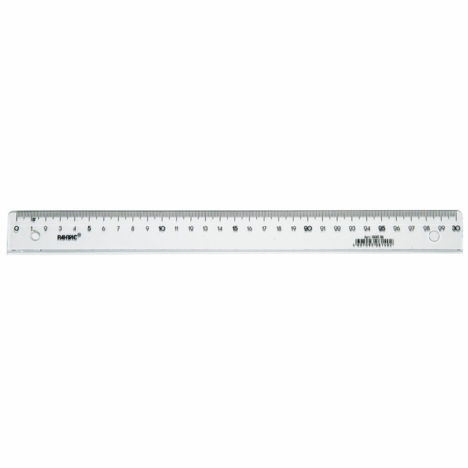 Линейка 30см бесцветн. с пазом и фаской