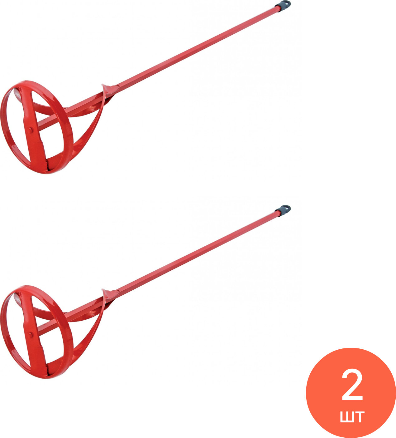 Миксер строительный 888 для краски, шестигранный хвостовик, металлический, красный, 100х600мм / инструменты (комплект из 2 шт)