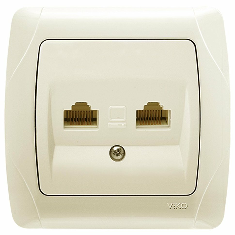 Розетка компьютерная 2xRJ45 (Cat5E) крем VIKO Carmen 90562034