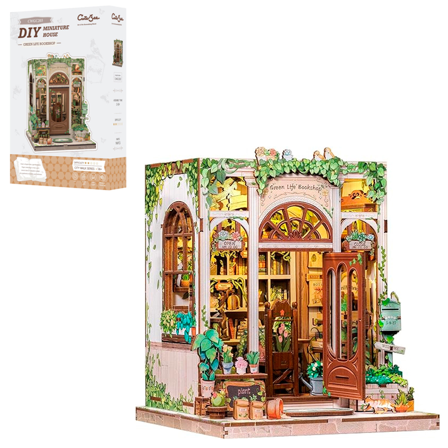 Конструктор интерьерный сборный домик CuteBee - Книжный магазин "Зелёная Жизнь", CWGC203