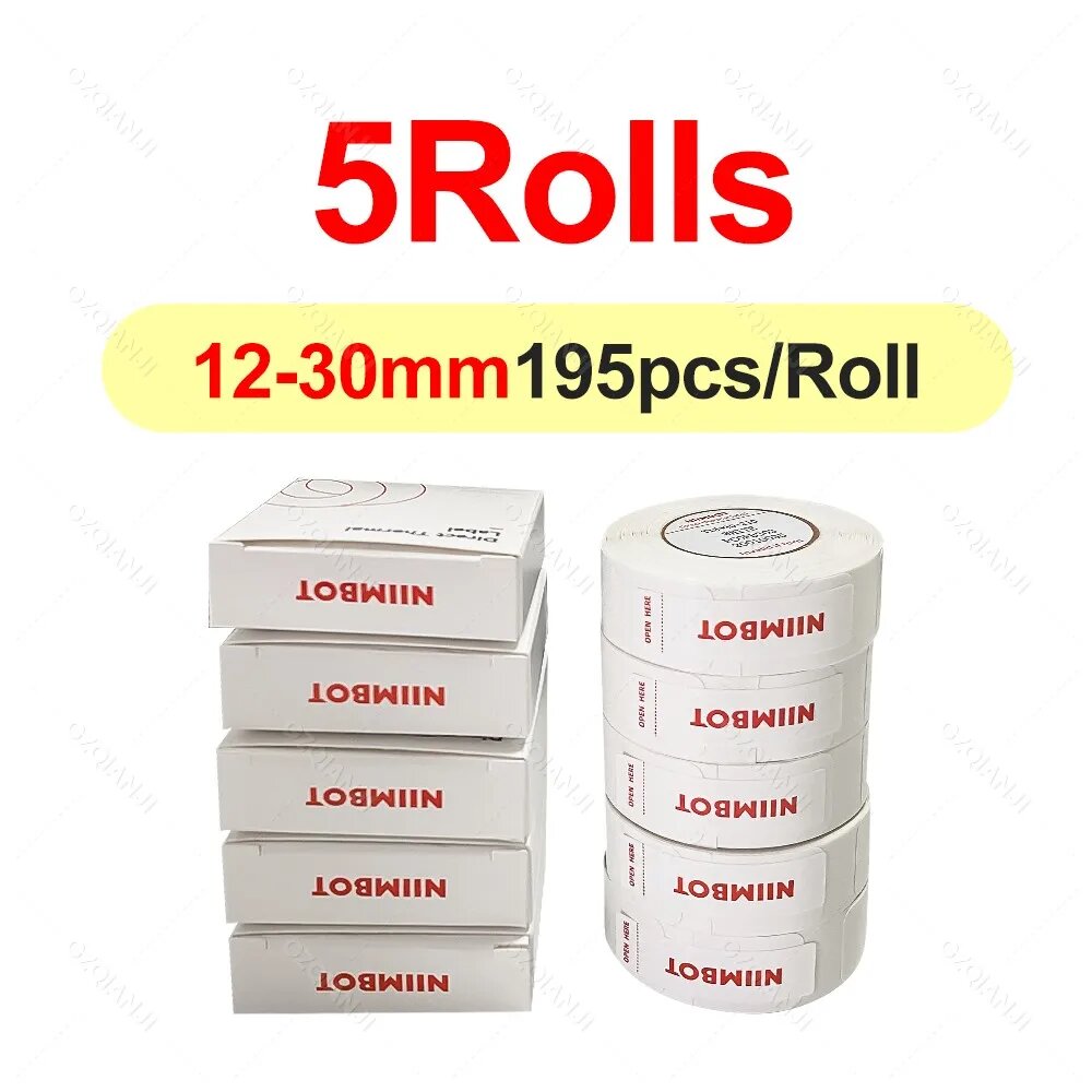 Этикетки для Niimbot D110 D101 D11, белые, 12-15 мм 5Roll 12x30mm