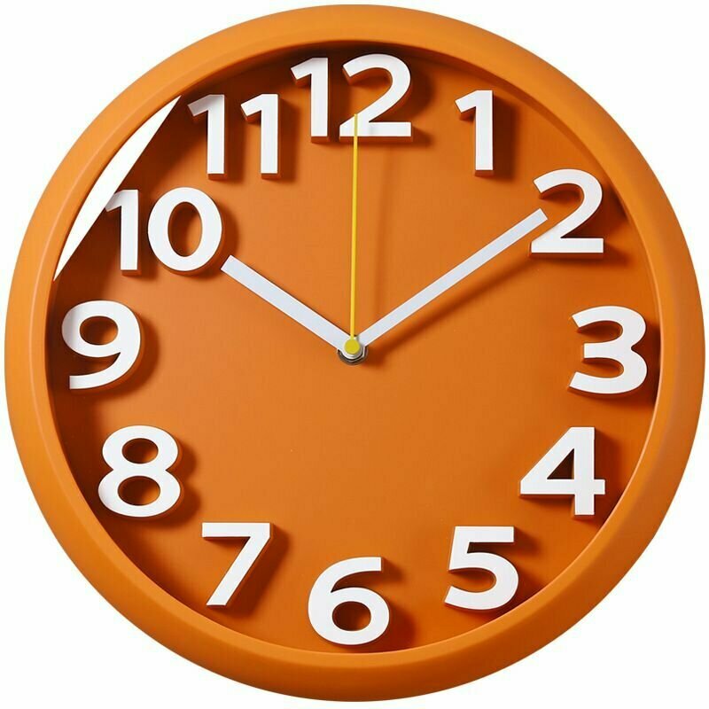 Оранжевые кварцевые настенные часы 32 см бесшумные для дома и офиса, элегантный классический дизайн, точный ход