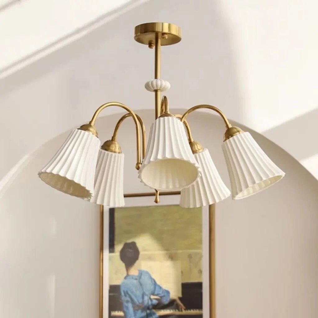 Белая керамическая люстра OEMG, 3colors light source, 5heads-Copper
