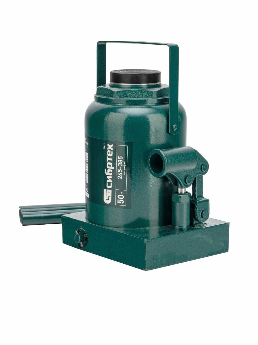 Домкрат СИБРТЕХ гидравлический бутылочный 50 т зеленый (50811)