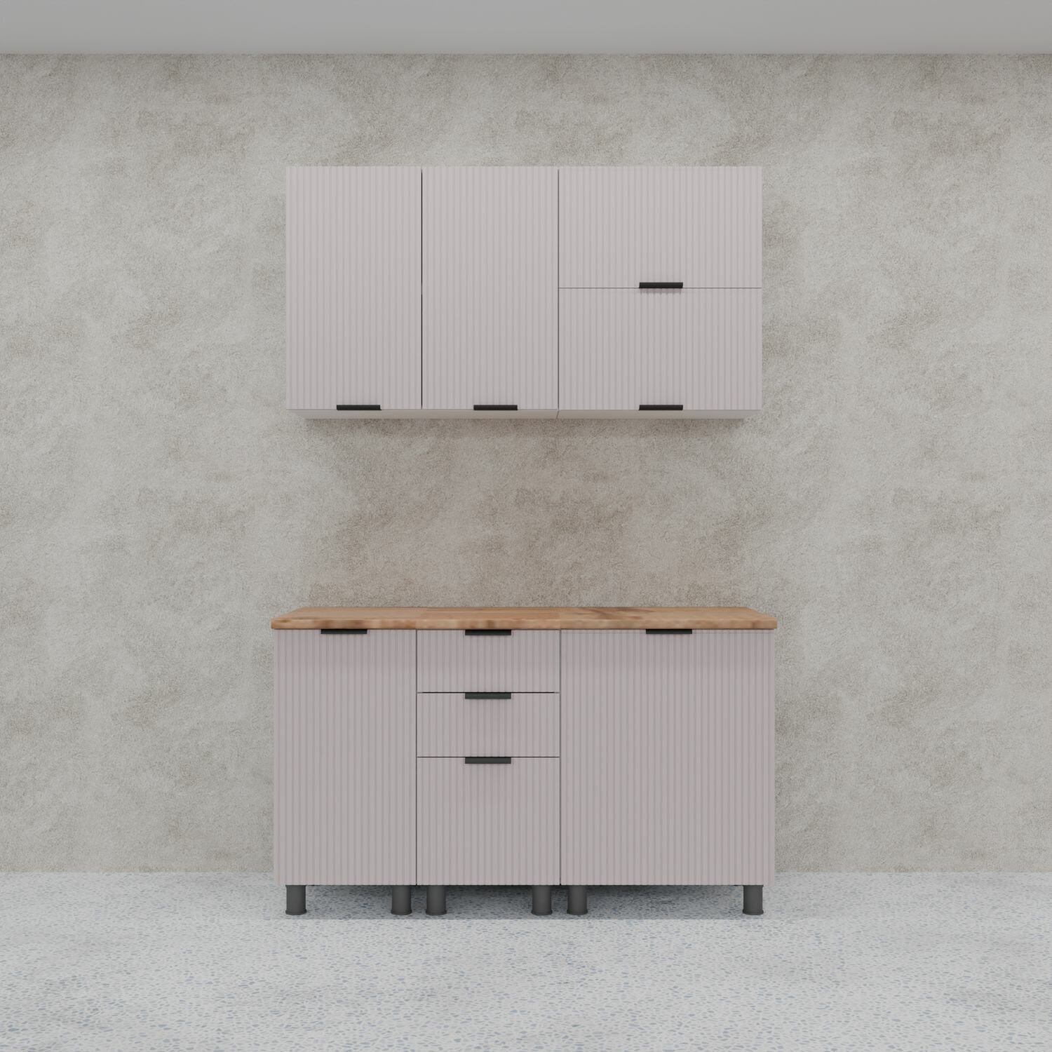 Кухонный гарнитур "Гармония Уюта", 1,4м, фасады МДФ, модульный, кашемир/сонома