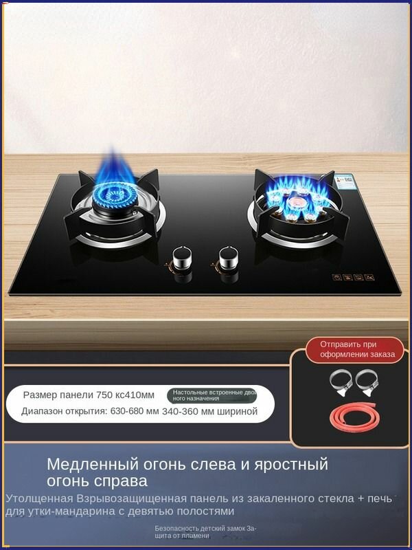 Бытовая двухконфорочная газовая плита, настольная или встраиваемая (модели на природном газе)