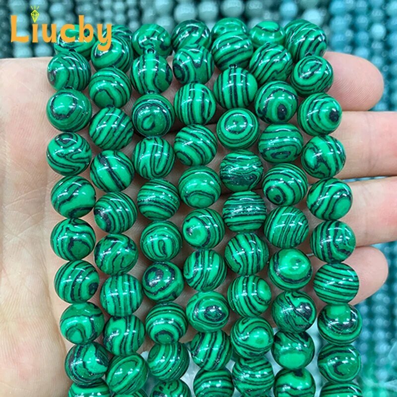 Бусины из зеленого малахита Liucby 15 дюймов