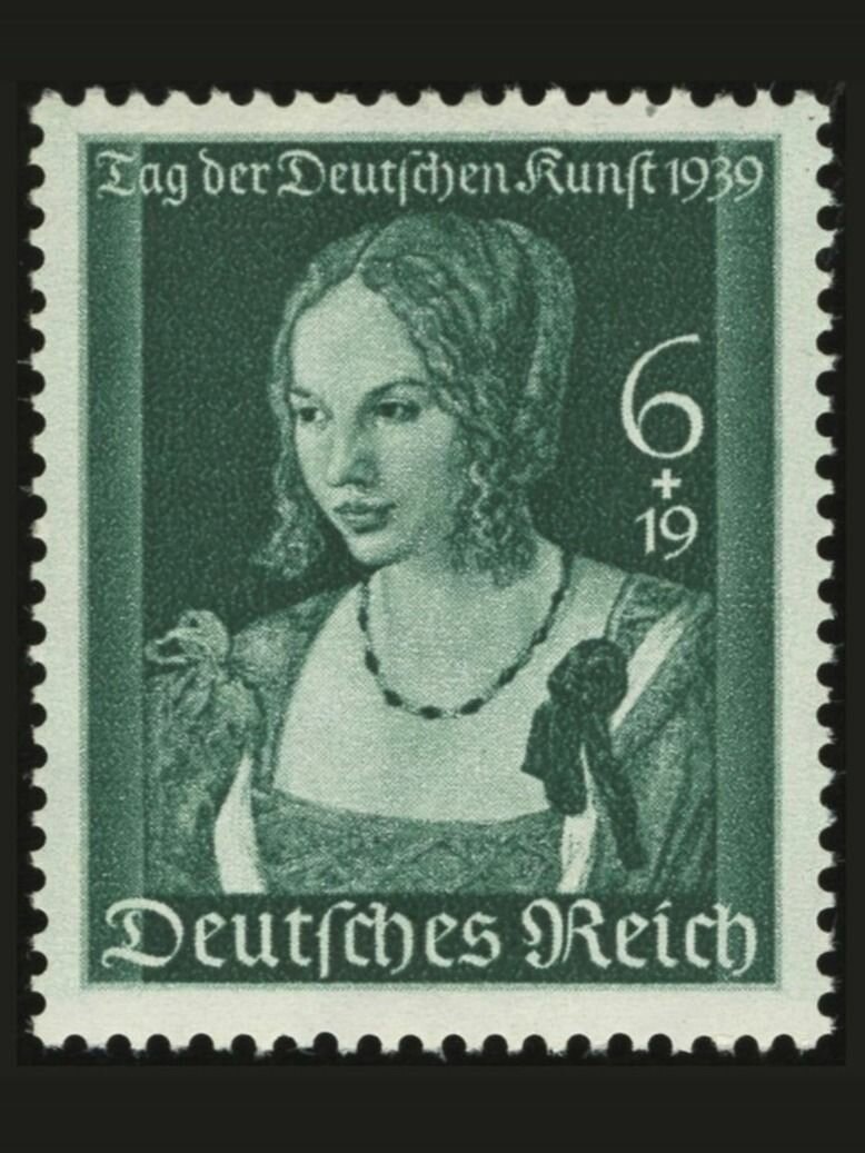 Почтовые марки Германия 1939 День немецкого искусства, Дюрер "Молодая венецианка", полная серия MNH**