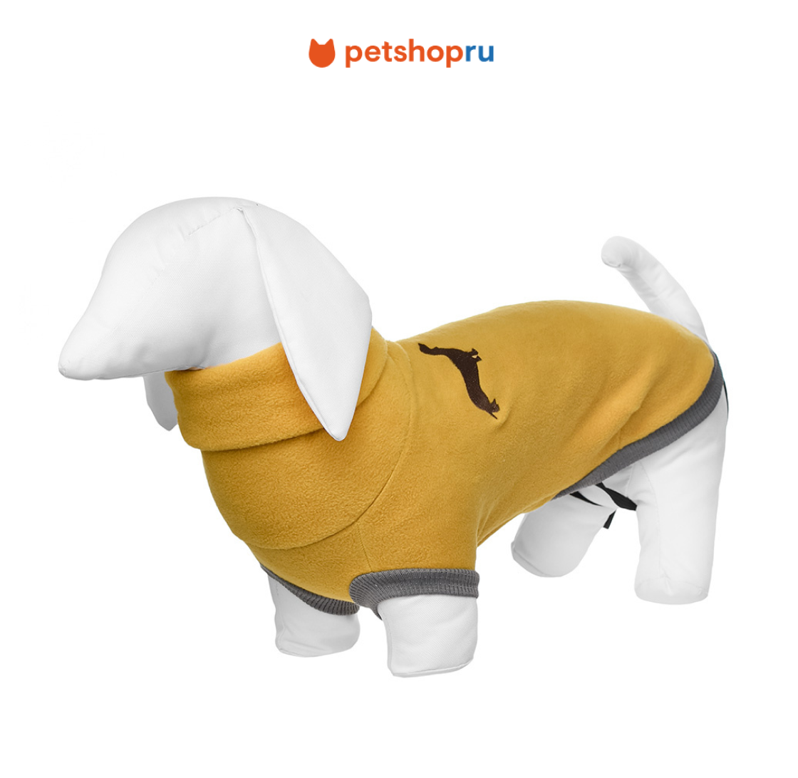 Lelap одежда Жилетка флисовая "Mustard" на Таксу, горчичная, размер L, спинка 42-50 см