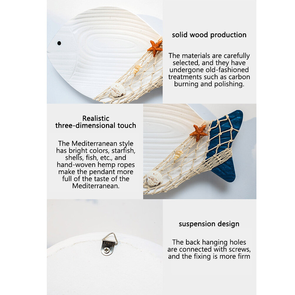 Деревянная рыба, подвесной орнамент, деревянная рыба, настенный художественный декор для пляжной темы, скульптура рыбы