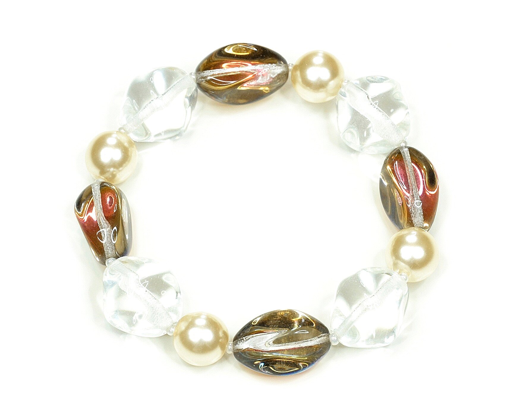 Браслет Bohemia Style, стекло, хрусталь, богемское стекло, жемчуг имитация