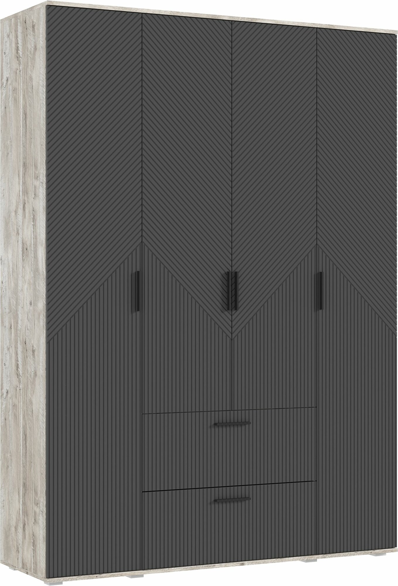 Шкаф Сильвия 4-ств. 1600х2236х510 (Браш Графит, Дуб Юкон) МИФ