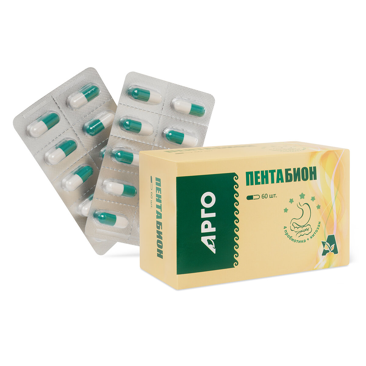 Пищевой концентрат "Пентабион" - пребиотик и пробиотические микроорганизмы, капсулы, 60 шт (арго, Апифарм)