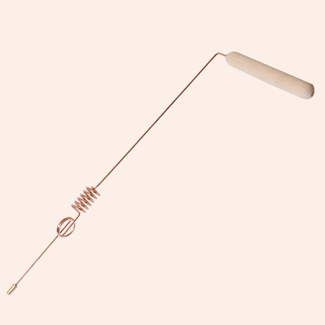 Рамка биолокационная омедненная с двойным резонатором с деревянной ручкой из пружинистой стали с латунным наконечником