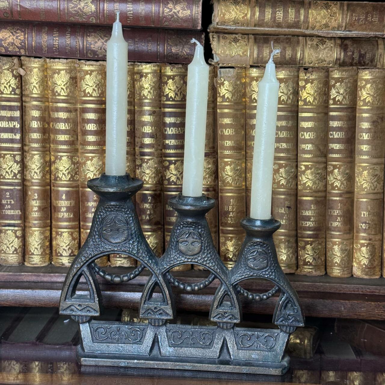 Винтажный подсвечник Русская Матрешки советский декор СССР 19 см.