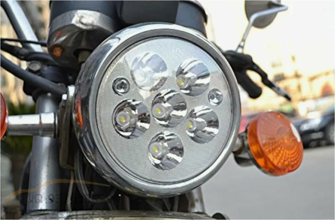 Фара на мопед DELTA, ALPHA (D-140мм) круглая LED 8+1 лампочек светодиодная