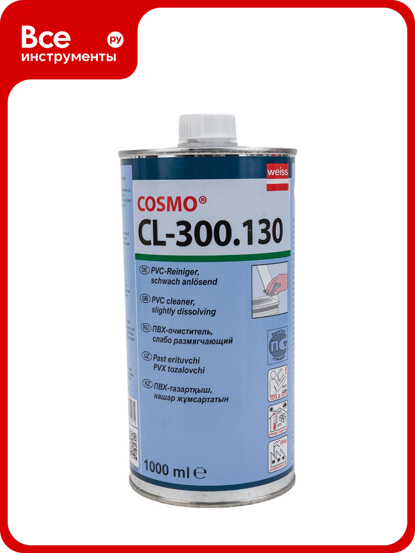 Слаборастворяющий очиститель для ПВХ COSMO FEN 1000 мл CL-300.130, пластиковый, белый