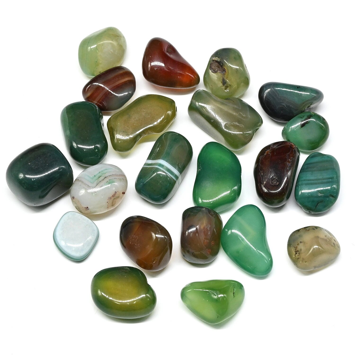 Агат тонированный галтовка фракция 10-25мм, упаковка 100г .