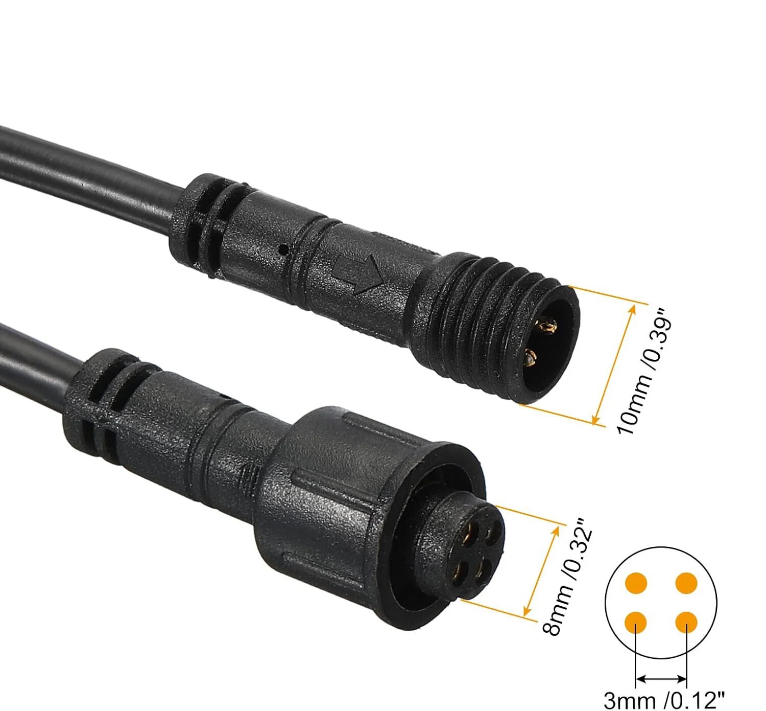 Водонепроницаемый кабель 24В 22AWG 5m, 4pin