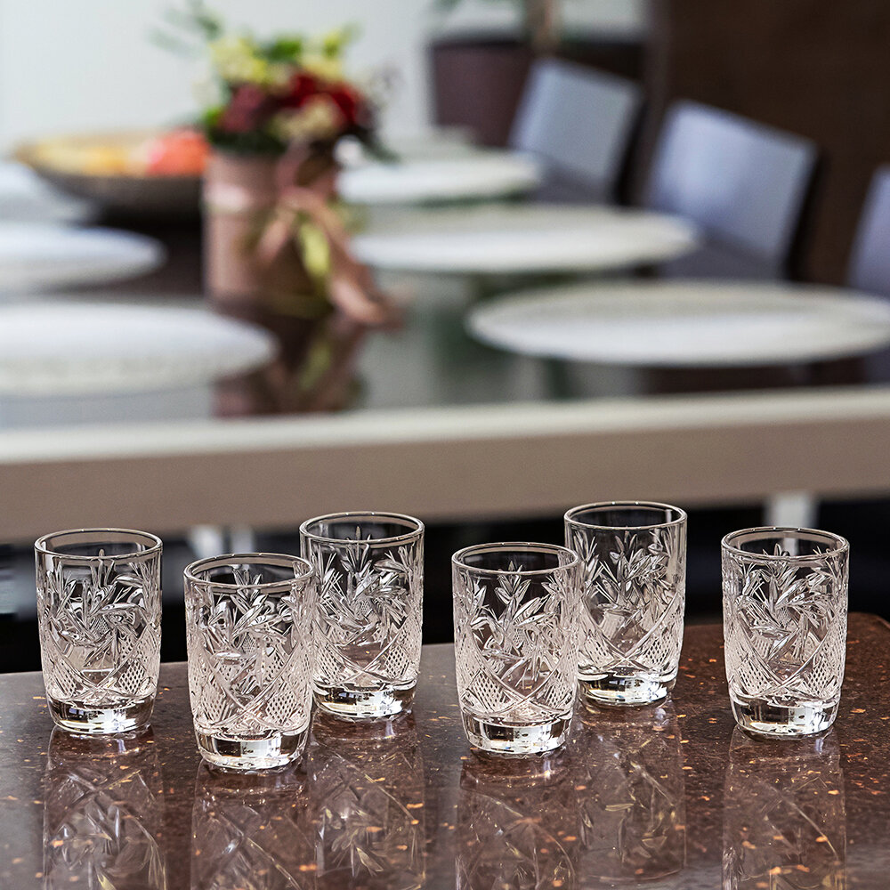 Хрустальные стопки для водки, ликера, коньяка 35 мл. набор 6 шт. Неман 1000/1, 4189/35гр