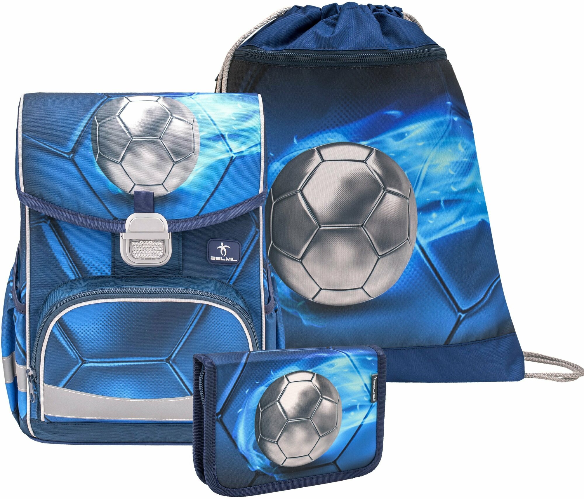 Ранец Belmil Click, для начальной школы с пеналом и обувным мешком, водоотталкивающий
