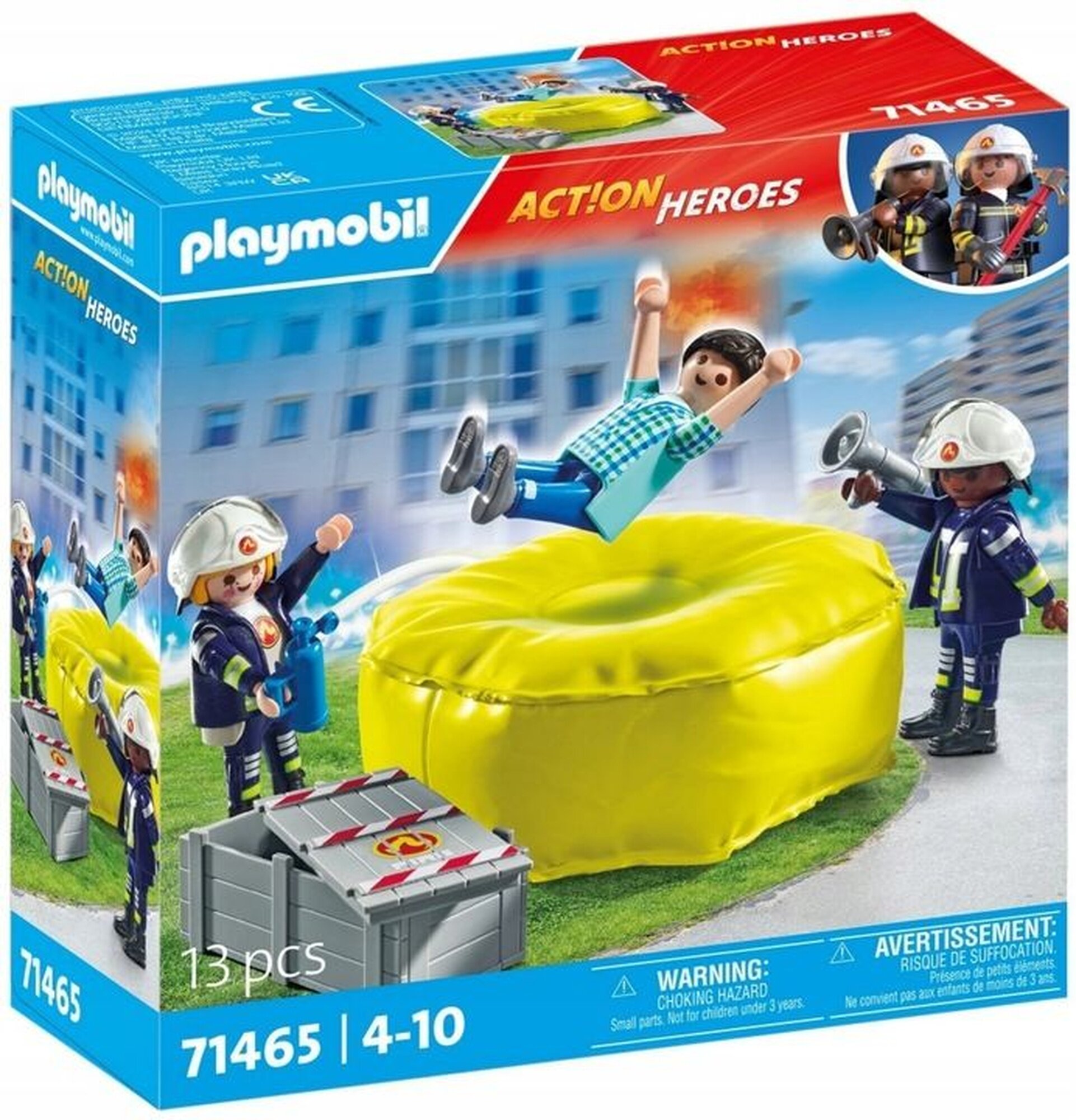 Конструктор Playmobil Action Heroes - Пожарные с подушкой безопасности - Плеймобиль 71465