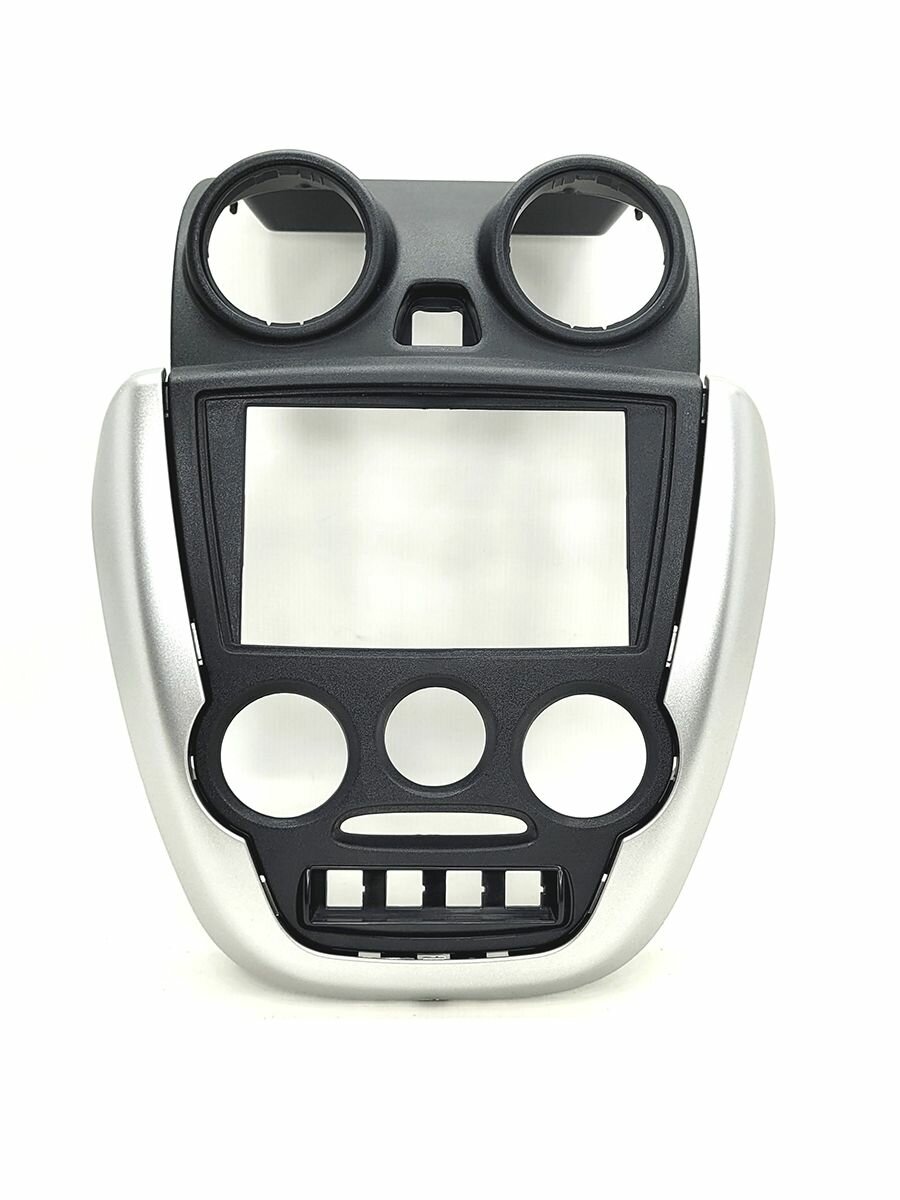 Центральная консоль панели приборов с нижней облицовкой Лада Гранта / ВАЗ 2190 (2 DIN, штатная, серебристая)