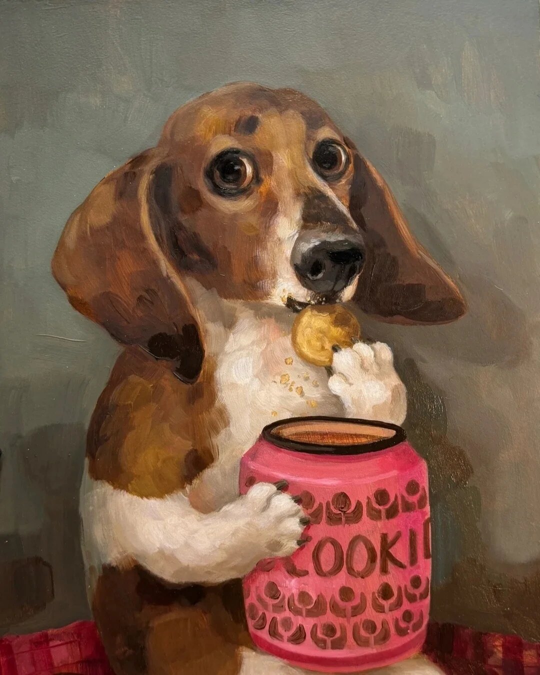 Холст "Собака с печеньем", 50x70см, ZLH770, unframed