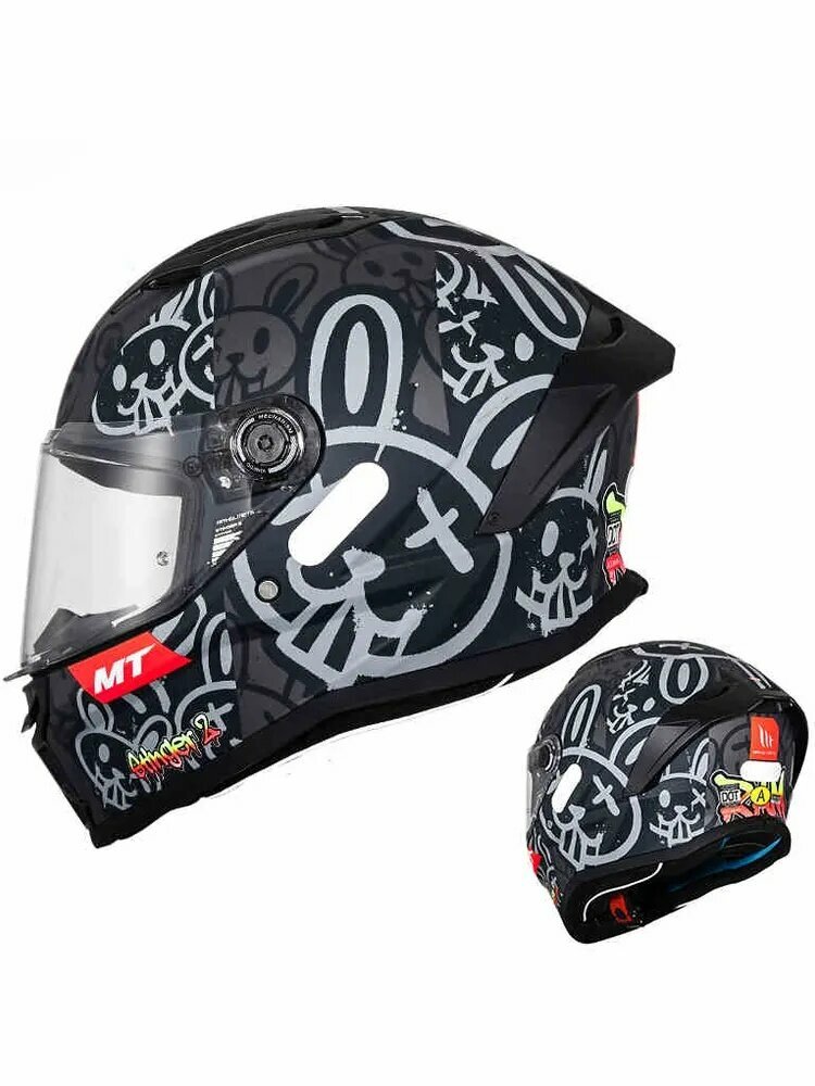 MT HELMETS Мотошлем, цвет: черно-серый, белый, размер: L