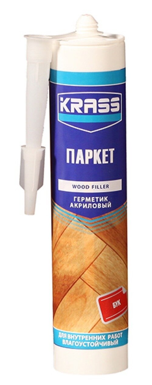 Герметик акриловый Krass / Красс Паркет для дерева, цвет бук, 300мл / строительство и ремонт